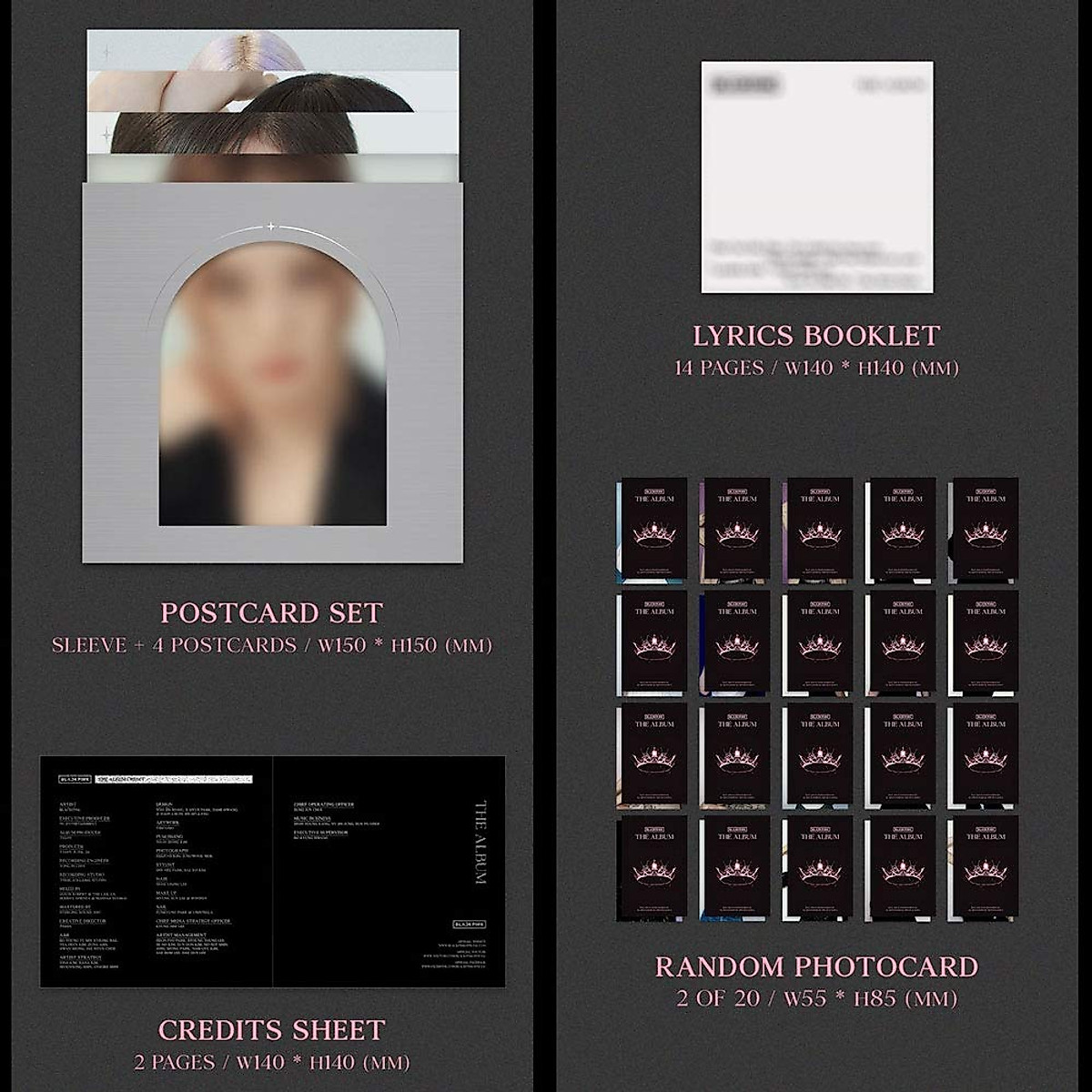 Blackpink 1st Full Album The Album Set (Version 1,2,3,4) (Incl. Blackpink Mobile Grip Holder, Blackpink Transparent Photocard Set)