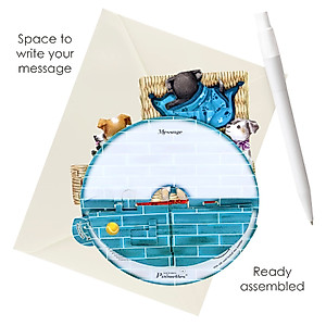 Santoro Pirouette, 3D Pop Up Greeting Card - Puppies In A Basket - Dog And Puppy Birthday Card For Her, Him, Kids, Daughter, Son