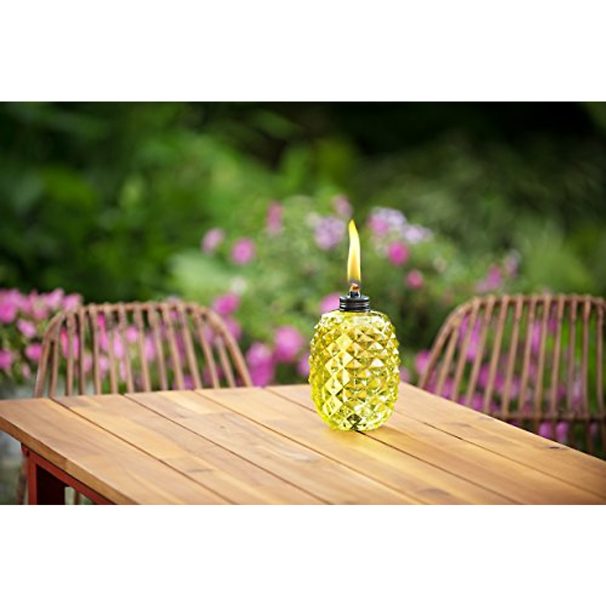 TIKI Green Brand Convertible Torch Glass Pineapple Outdoor Decorative Lighting for Lawn Patio Garden, 65 in, 1117095