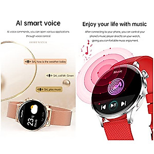 HANDA Smart Watch for Women, Fitness Tracker Smartwatch with Heart Rate Blood Pressure Sleep Monitor Bluetooth Call Pedometer IP67 Waterproof Activity Tracker for Android iOS (Gold Steel)