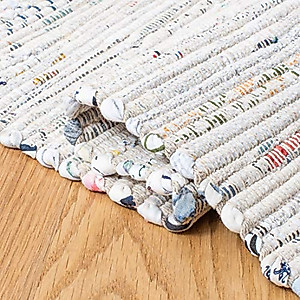 SAFAVIEH Rag Rug Collection 8' x 10' Ivory/Multi RAR121G Handmade Boho Stripe Cotton Area Rug