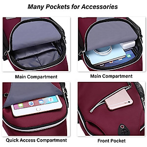 MOSISO Sling Backpack, Multipurpose Crossbody Shoulder Bag Travel Hiking Daypack, Wine Red, Medium