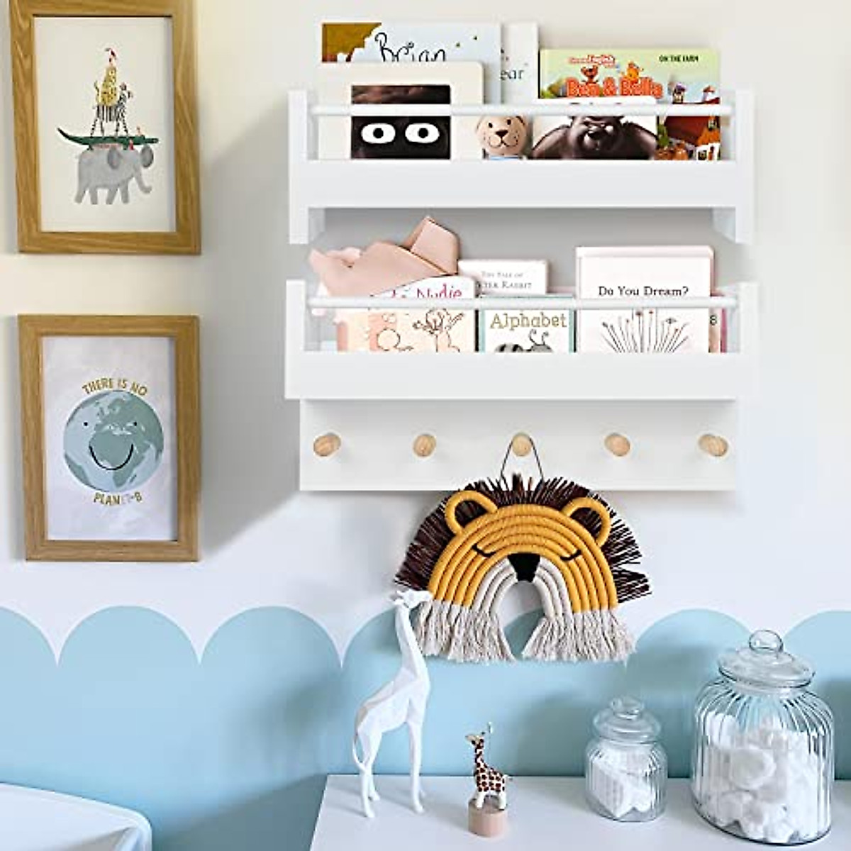 COMAX Small Book Shelf Organizer for Kids, Floating Bookshelf for Toddler Baby Room Bedroom, Set of 3 Wall Bookshelf Nursery Book Shelves Holder, Hanging Book Shelf for Wall Mounted Decor, White