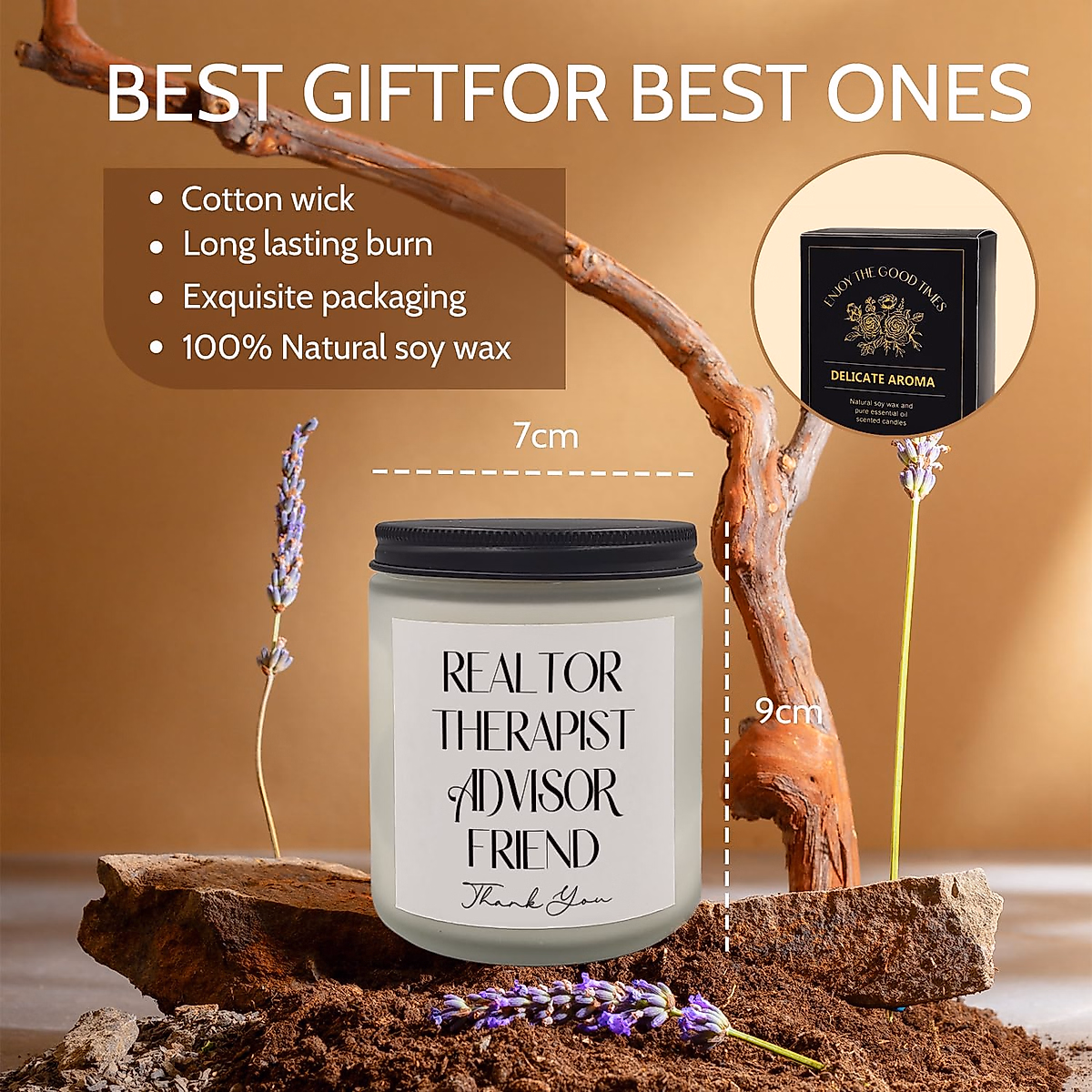 Ayxvt Realtor Gifts Scented Candles - Thank You Candle, Thank You Gift for Realtor Lavender Candle 8oz, Realtor Gifts for Women, Closing Gifts for Realtor, Gifts for Real Estate Agents