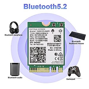 AX210 Card WiFi for Laptop,Wireless Module for Laptop Desktop with Bluetooth 5.2,Wi-Fi 6E AX210NGW 802.11ax Internal Wireless Network Card M.2/ NGFF for Laptop and PC Support Windows 10 11 64bit