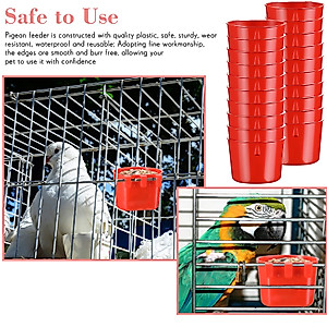 Sumind 60 Pieces Cage Cups Birds Hanging Feeders Seed Bowl 8 oz Plastic Chicken Feeder Water Bowl Hanging Chicken Waterer Feeding Watering Dish Coop Cups for Gamefowl Parrot Parakeet Poultry(Red)