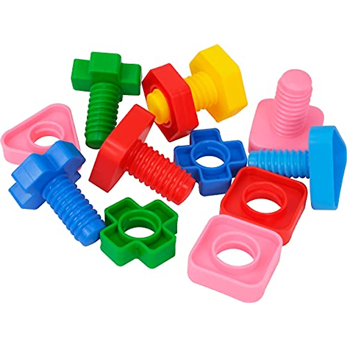 Bonka Bird Toys 3505 Pk6 Huge Nuts and Bolts Colorful Enticing Large Screw Interactive Foot Beak Throw Parrot Cockatoo Amazon African Grey Macaw Hyacinth