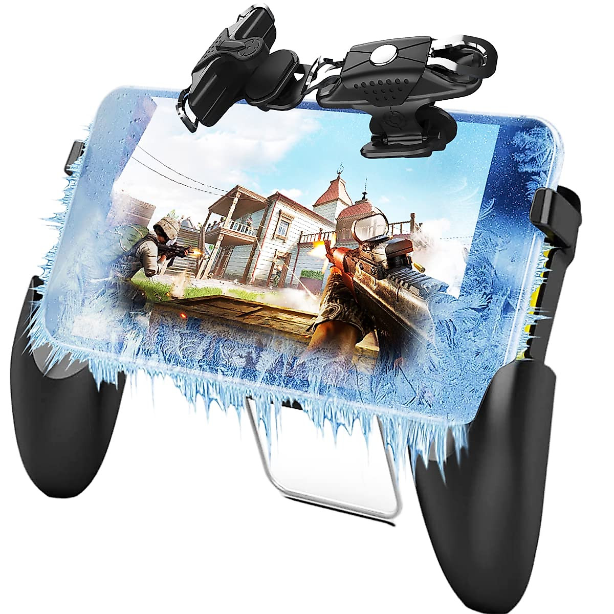 KingTSYU Phone Game Controller With Cooling Fan, Mobile Game Handle with Triggers for PUBG/Call of Duty/Fortnite, L1R1 Gaming Grip Gamepad for 4.7-6.5" iPhone iOS/Android Phone