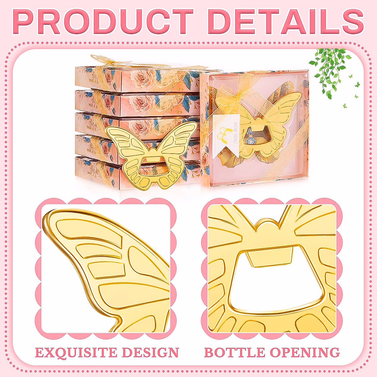 60 Packs Butterfly Bottle Opener Wedding Favors with Packaging Box Creative Butterfly Party Favors Wedding Souvenirs for Guests Butterfly Baby Shower Favors for Girl Bridal Shower Quinceanera Gifts