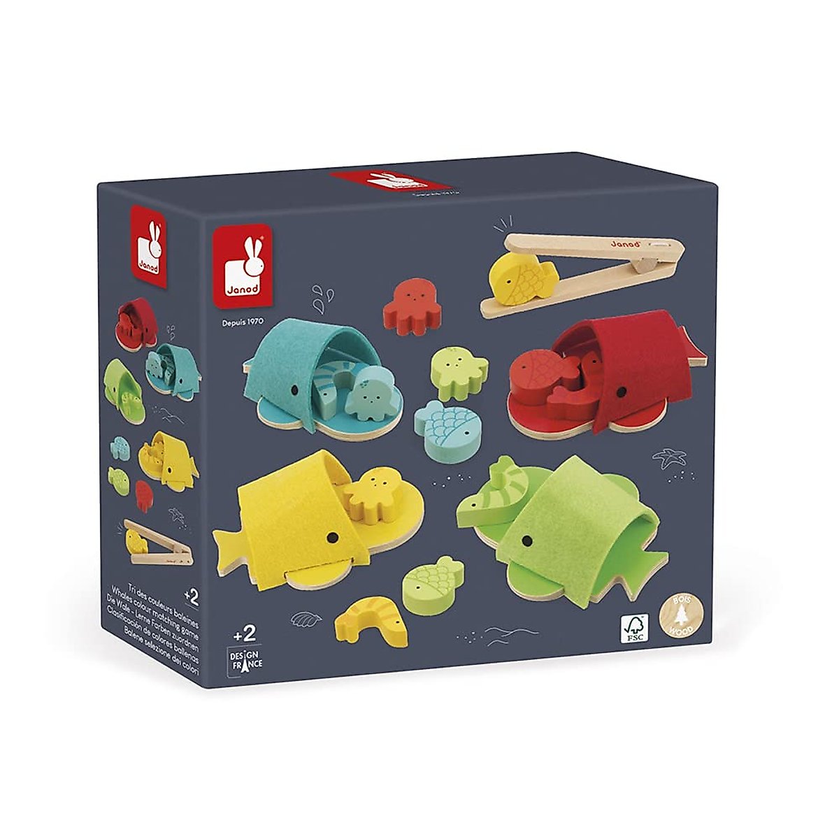 Janod - Whale Color-Sorting Game - 17-Piece Set - 2 Years + J08276