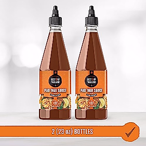 Best Of Thailand Authentic Pad Thai Sauce - Rich Tamarind Flavor, Tangy, Sweet, Savory | Ideal for Noodles, Stir-Fries [NO MSG] | Kosher, Fat-Free | 2-Pack 23.65 Fl Oz
