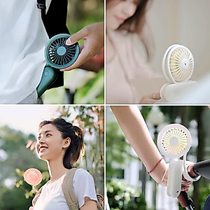 JISULIFE Mini Handheld Versatile Fan, Portable USB Rechargeable Fan, Battery Powered Hand Fan with Strong Wind, Night Light, Personal Quiet Multifunctional Fan for Baby Stroller, Bike, Neck - Green