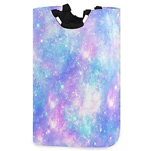 visesunny Collapsible Laundry Basket Magic Galaxy Star Blue Sky Large Laundry Hamper with Handle Clothing Organization for Bathroom, Bedroom, Home, Dorm, Travel