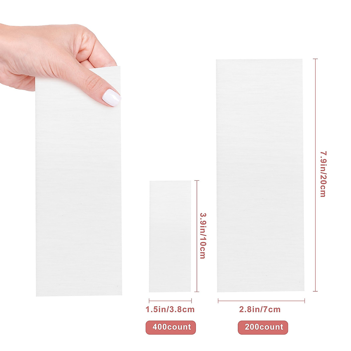 600-Count Non Woven Wax Strips, 2 Size Body and Facial Epilating Wax Strips Paper for Hair Removal, Beauty Waxing Strips for Leg Face Chest Back and Bikini