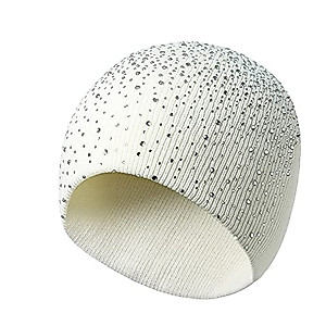 Christmas Stocking Stuffer Gifts for Men Women Knitted Hat Adult Unisex Fully-Jewelled Hat (White-3, One Size)