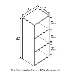 Furinno Luder Bookcase / Book / Storage , 3-Tier, White