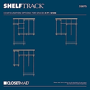 ClosetMaid ShelfTrack Wire Closet Organizer System, Adjustable from 5 to 8 Ft., with Shelves, Clothes Rods, Shoe Shelf, Hardware, Durable Steel, Nickel