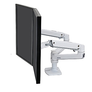 Ergotron – LX Dual Monitor Arm, VESA Desk Mount – for 2 Monitors Up to 27 Inches, 7 to 20 lbs Each – White