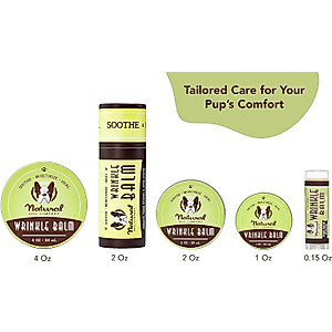 Natural Dog Company Wrinkle Balm, Travel Stick, 0.15 oz, Dog Lotion for Dry Itchy Skin, Cleans Wrinkles, Yeast Infection Treatment for Dogs, Plant Based, Frenchie Dog Accessories, Made in USA