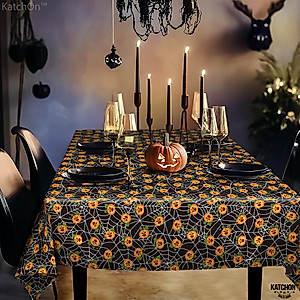 KatchOn, Pumpkin Halloween Tablecloth Plastic - Pack of 3 | Halloween Table Cloths Disposable 72x54 Inch Halloween Table Decorations | Halloween Party Decorations