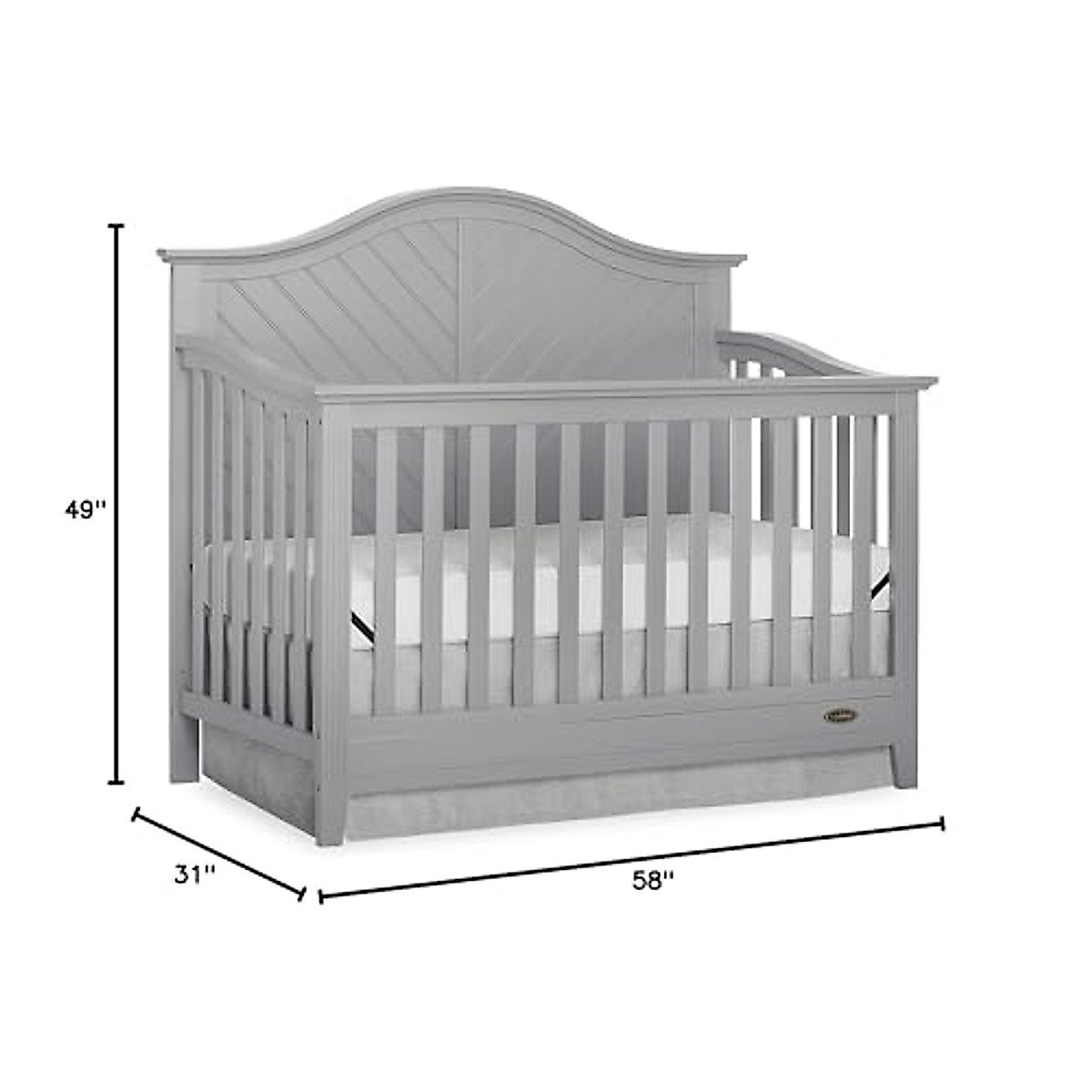 Dream On Me Ella 5-in-1 Full Size Convertible Crib in Pebble Grey, Greenguard Gold Certified