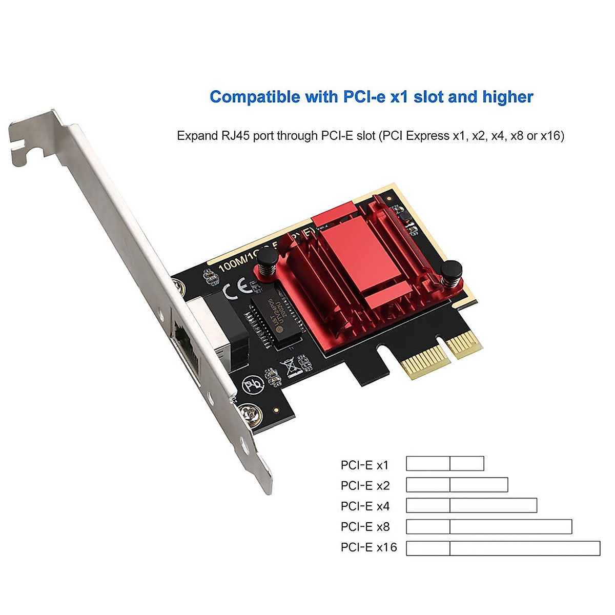 2.5GBase-T PCIe Network Adapter RTL8125B 2500/1000/100Mbps PCI Express Gigabit Ethernet Card RJ45 LAN Controller Support PXE for Windows/Linux/MAC with Low Profile