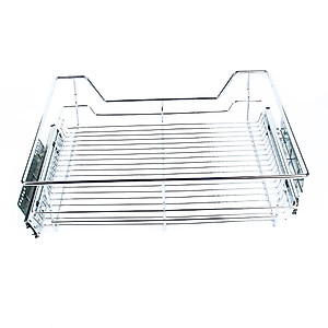 Pull Out Cabinet Organizer, Electroplated Stainless Steel Wire Basket, Under Shelf Storage Basket Sliding Organizer Drawer for Installation into 600mm Wide Kitchen Carcass