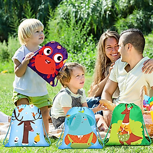 WILLBOND 24 Pack Drawstring Party Favors Bags Cartoon Animal Candy Goodie Drawstring Bags for Boys Birthday Kids Gift Bags Return Gift Bags for Kids Boys Girls Birthday Party Supplies, 24 Styles