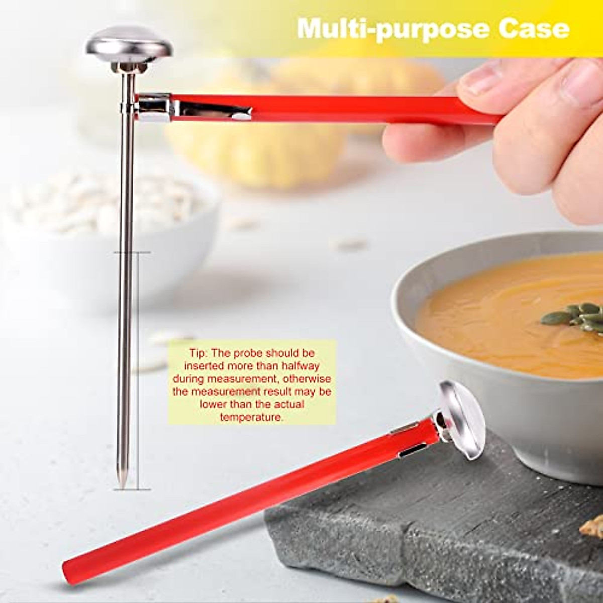 Instant Read Meat Thermometer for Grilling, Hawgiman Cooking Thermometer with 6IN Probe-Food Thermometer for Meat, Milk, Tea, Coffee, Drinks-Instant Read Thermometer