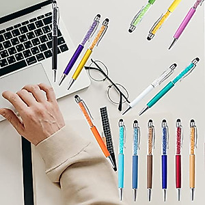 HEYTOP 52 Pieces Crystal Ballpoint Pens Crystal Stylus Pen Pack, 2 in 1 Slim Bling Glitter Diamond Ballpoint Pen Stylus Capacitive Writing Pens for Touch Screens, School, Office, Various Event Gifts