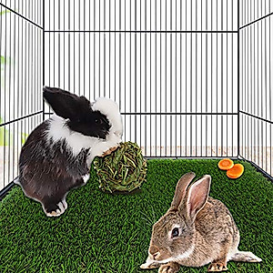 kathson Artificial Grass Turf Tile,2Pcs Rabbit Grass Mat with Upgrade Interlocking System Self-drainingSuitable for Bunny,Dogs and Cats(11.8 x11.8 Inches