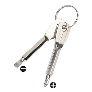 MJIYA Pocket Screwdriver, Keychain Screwdriver Dual-purpose: Flat Head Screwdriver & Small Phillips Head Screwdriver Set, Mens Keychain Tool, Screwdriver Gadgets (S, Silver)