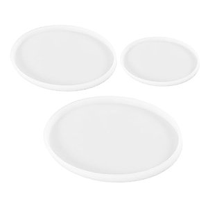 VILLFUL 3 Pcs Table Mold Resin Tray Desk Trays Silicone Crayon Molds Jewlery Tray Serving Tray Round Epoxy Resin Coaster Handcraft Decoration Mold Exquisite Silicone Molds DIY Accessory