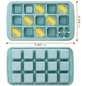 Ice Cube Trays Silicone, Ice Molds with Lid, Making 15 Giant Ice Cubes for Whiskey Cocktails and Bourbon, Reusable and BPA Free