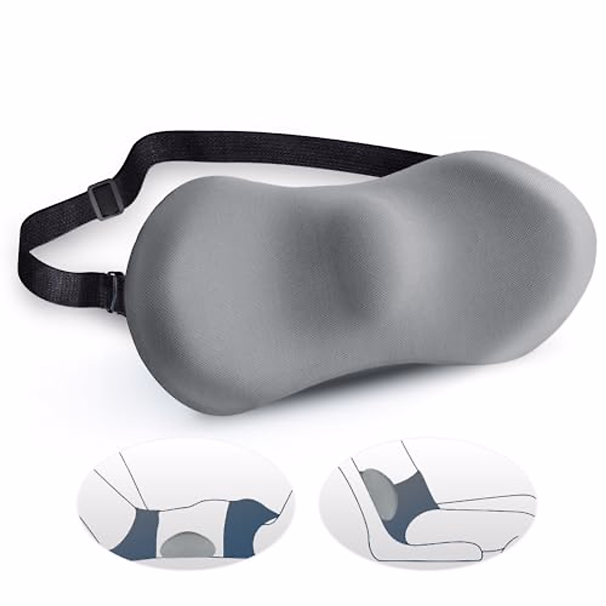 Dikuer Lumbar Support Pillow for Office Chair and Car Seat with Adjustable Strap, Anti-Slip Back Support Pillow for Lower Back Pain Relief, Ergonomic Memory Foam with Washable Cover for Bed, Travel