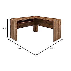 Modway Envision Mid-Century Modern, Desk and File Cabinet Set, Walnut White
