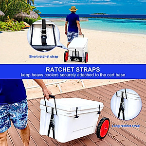 ZLSZTMI Upgraded Cooler Wheel Kit for Yeti/RTIC/Igloo Coolers Wheel Spacing up to19.8 Inches -12 in Wheels Height Adjustable Cart Base for Ice Chest for Heavy Duty Coolers Camping Traveling Red&Black