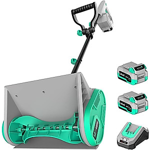 Litheli Cordless Snow Shovel, 20V 12-Inch Battery Powered Snow Thrower, Battery Snow Blower with Auxiliary Handle, with 2 Pack 4.0Ah Battery