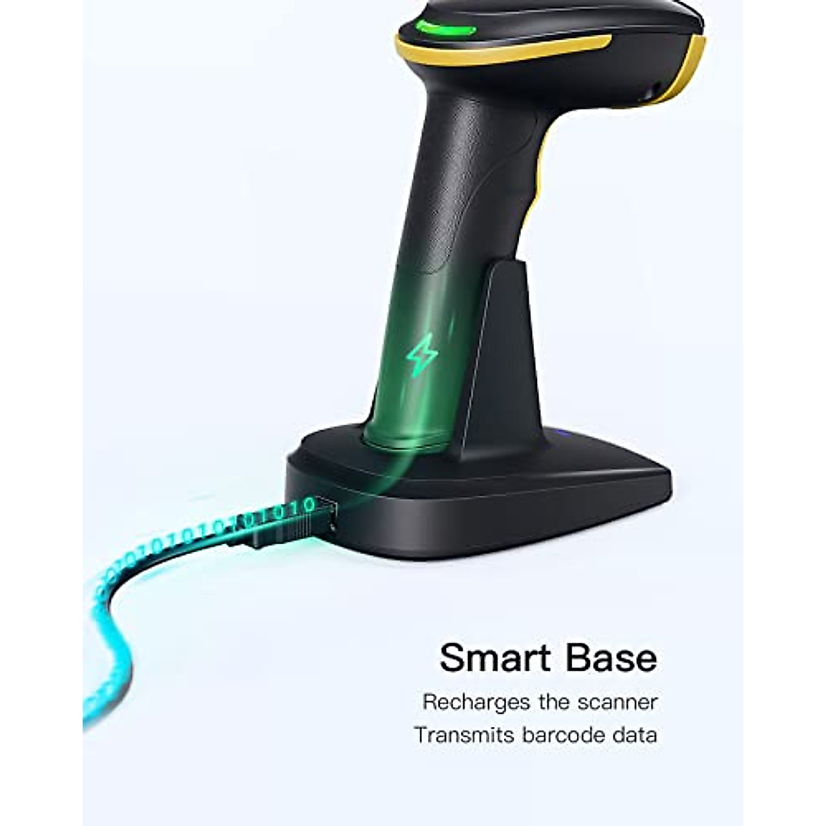 Officelab Barcode Scanner, 1D Wireless 2.4Ghz Smart Base, Screen Scanning, BS01002 Yellow