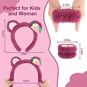 CAVETEE 3 Piece Cute Headband Set for Women - Elastic Makeup, Skincare, and Spa Headband with Wristband