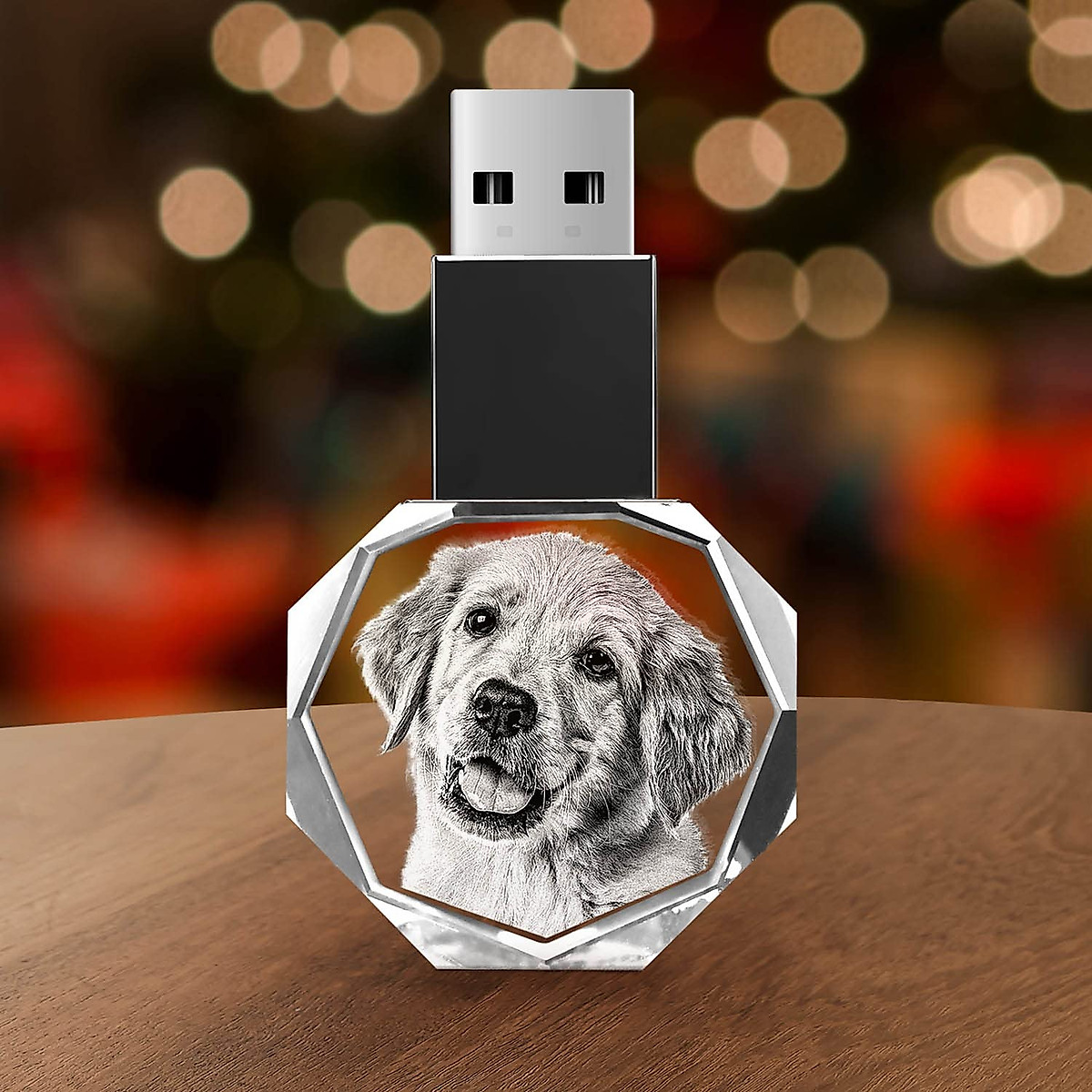 ArtPix 3D Crystal Photo 16GB USB Flash Drive, Custom Valentine's Day Gifts, Octagon