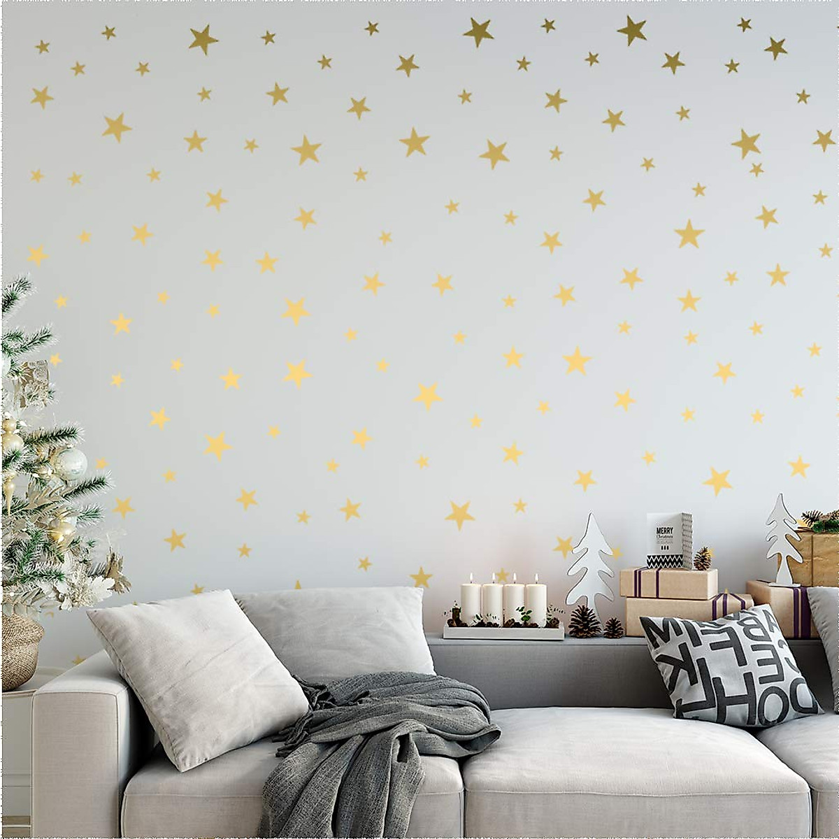 Gold Stars Wall Decal Stickers Removable Home Decoration Easy to Peel Stick Painted Walls Metallic Vinyl Polka Decor Sticker for Baby Kids Nursery Bedroom (Pack of 166)