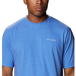 Columbia Men's PFG Carey Chen Graphic Short Sleeve, Vivid Blue/Offshore Slam, Small