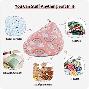 Nobildonna Stuffed Animal Storage Bean Bag Chair Cover Only for Kids Girls Toddler, Large Beanbag Chair Without Filling for Organizing Children Soft Plush Toys