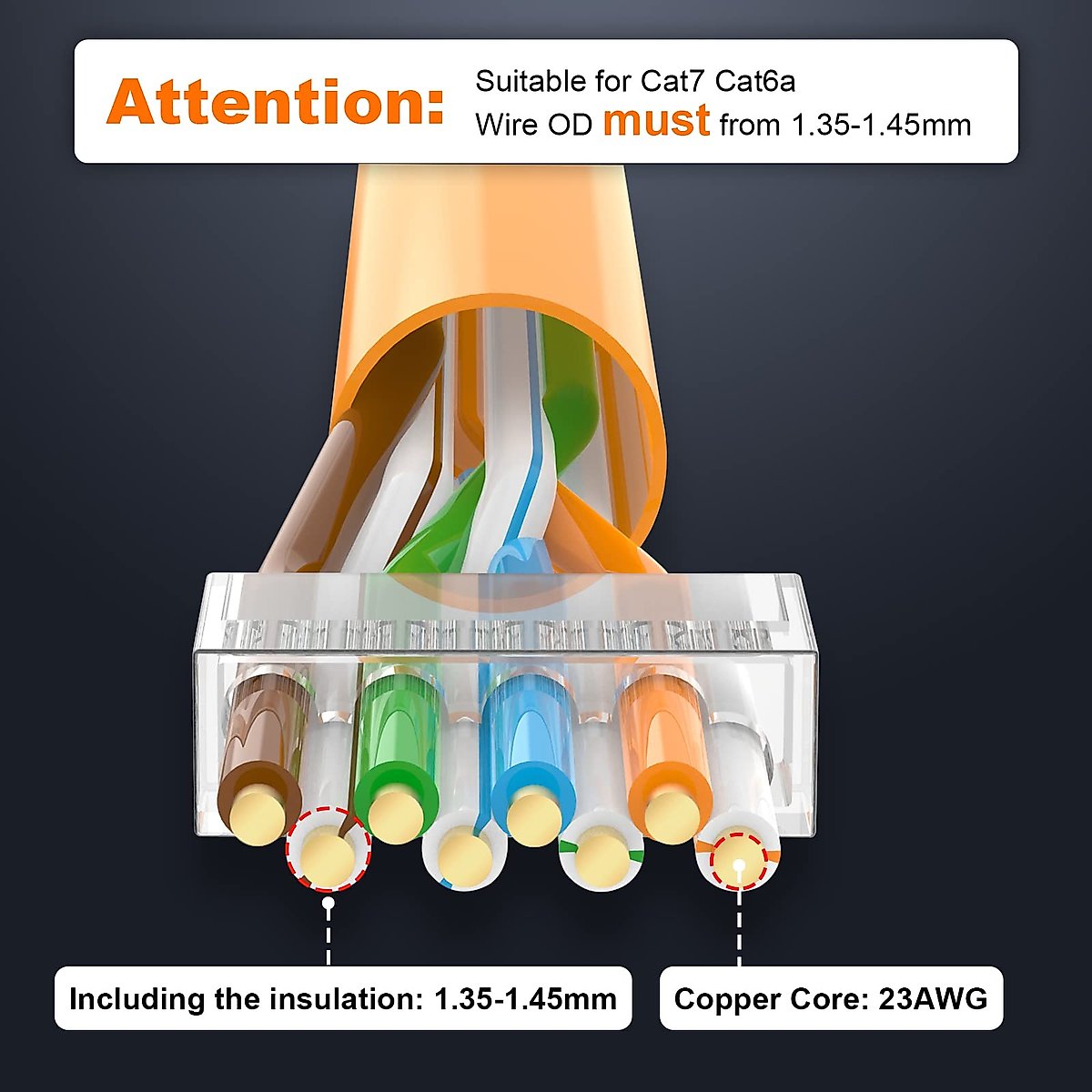 VCE Cat7/Cat6A Shielded RJ45 Connector Non-Pass Through 25-Pack, Gold-Plated Modular Plug for Cat7/Cat6A STP/FTP Cable Solid and Stranded Ethernet Wire
