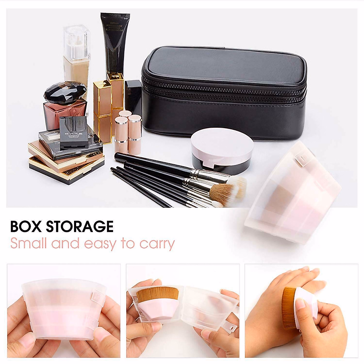 2PCS Momma Brush Makeup,Flawless Mama Makeup Brush, Home Of The Original Momma Brush With Storage Case, Flat Top Foundation Brush (Black)