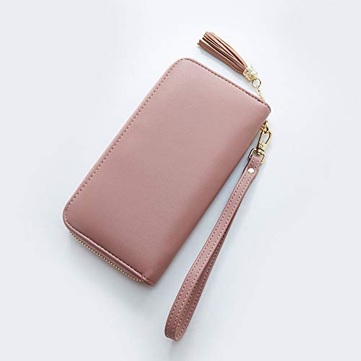 CYANB Women Wallets Tassel Bifold Ladies Cluth Wristlet Wrist strap Long Purse