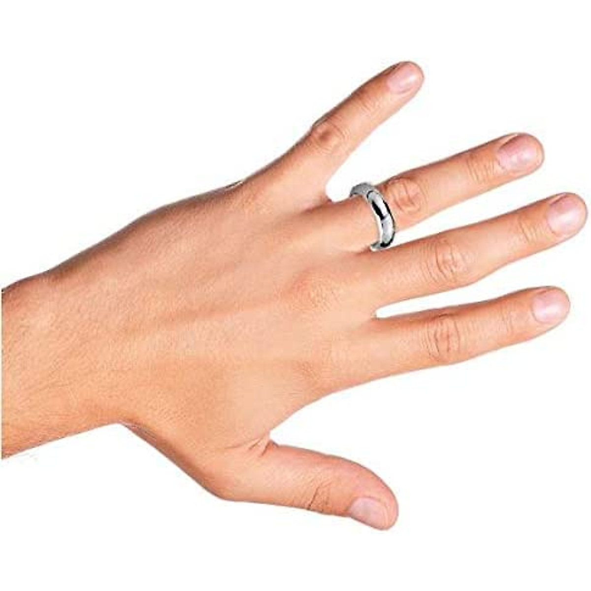 Bling Jewelry Personalized Simple Dome Couples Titanium Wedding Band Polished Ring For Men For Women Comfort Fit 5MM Custom Engraved