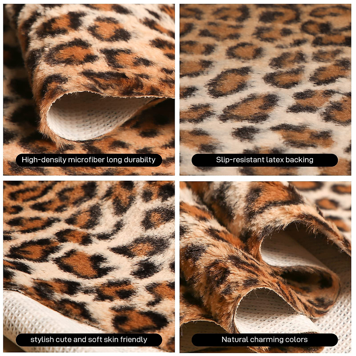 MACEVIA Leopard Rug Cheetah Print Rug Area Carpet Cute Western Decor Animal Skin Rugs for Living Room Bedroom Non-Slip 43.3" L x 29.5" W(3.6ft x 2.4ft)