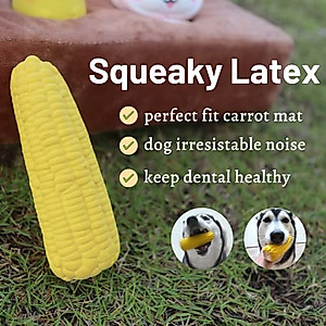 iFur 12 Squeaky Carrots Enrichment Dog Puzzle Toys, Hide and Seek Carrot Farm Dog Toys, 13''x13'' Carrot Patch Dog Snuffle Toy for Small Medium and Large Dogs (12 Squeaky Carrots + Corn)